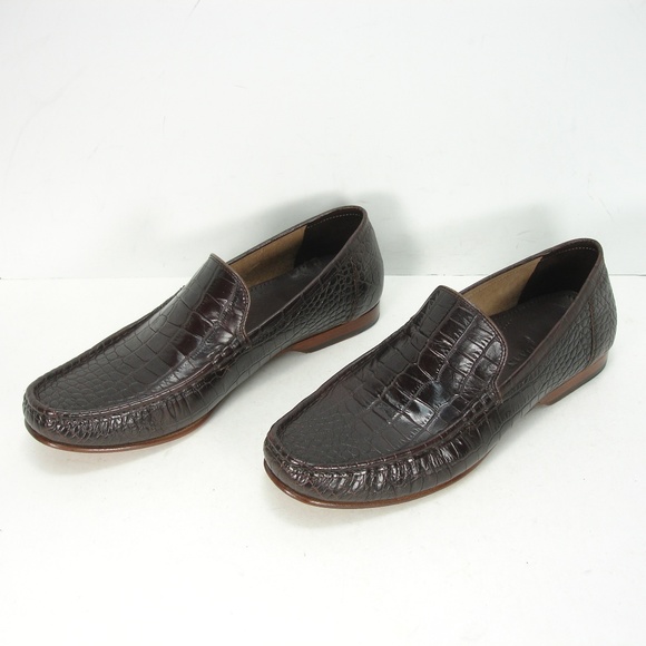 Cole Haan | Shoes | Cole Haan Brown Croc Moc Leather Loafers M | Poshmark